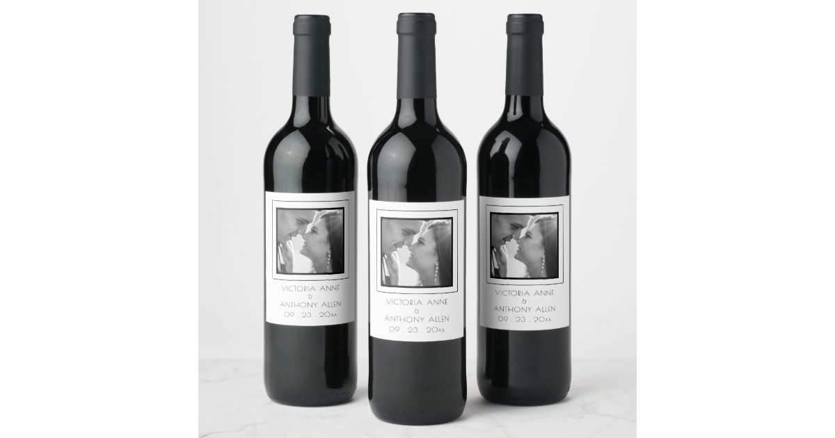 Personalised Photo Black Wine Label | Zazzle