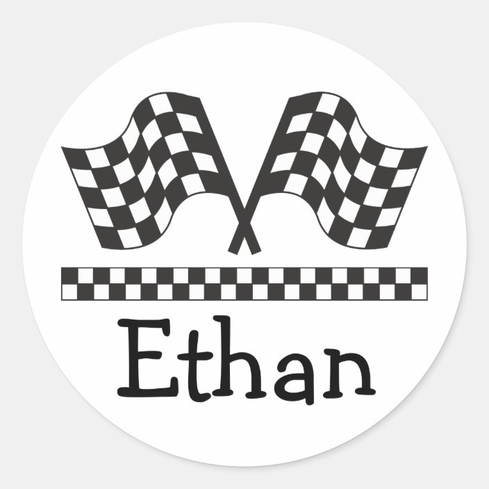 Personalised Racing Rally Flags Gift Classic Round Sticker | Zazzle.com.au