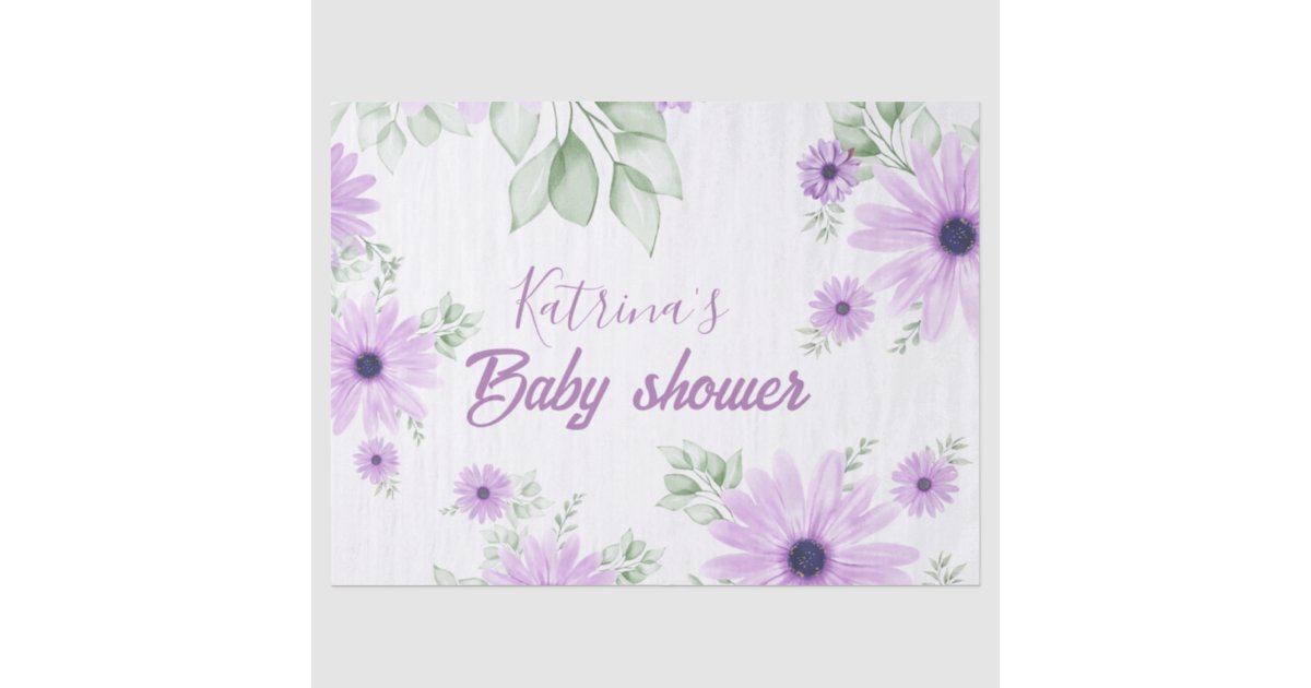 Personalised Violet Watercolor Flowers Baby Shower Tissue Paper | Zazzle