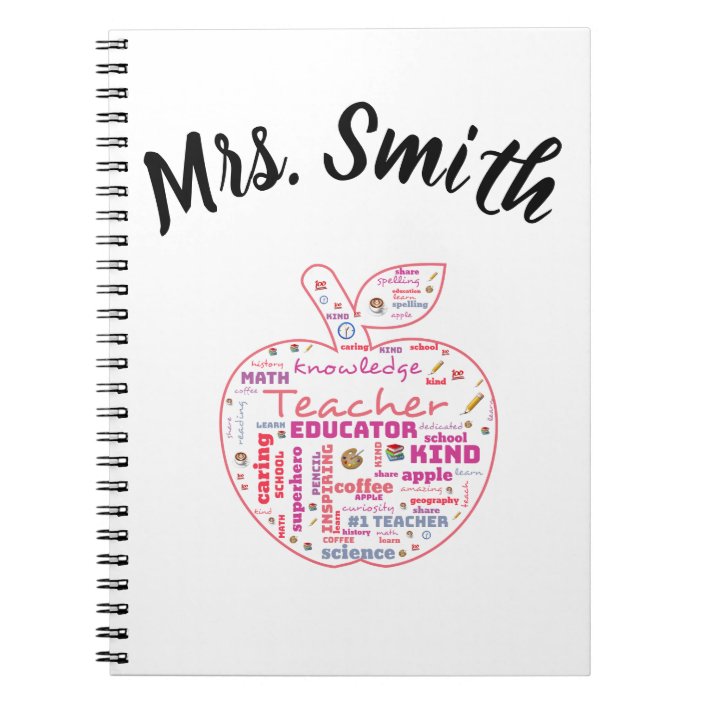 Personalised Wordart Teacher's Notebook | Zazzle.com.au