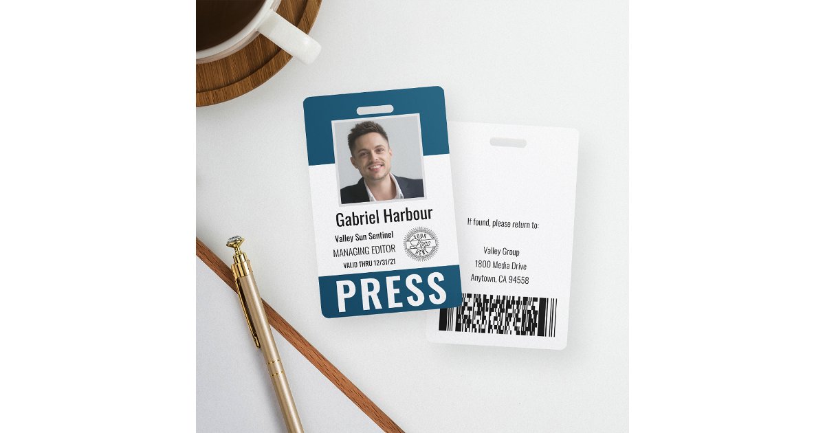 Personalized Photo ID & Logo Journalist Press Pass ID Badge | Zazzle