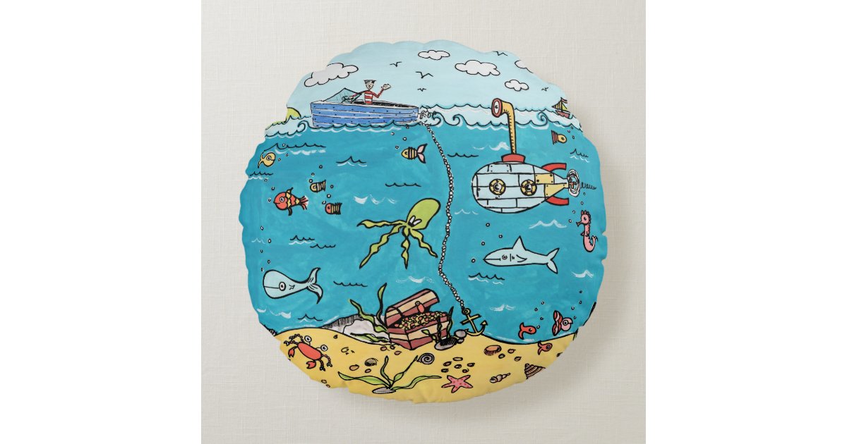 Personalized Sea Life Round cushion | Zazzle