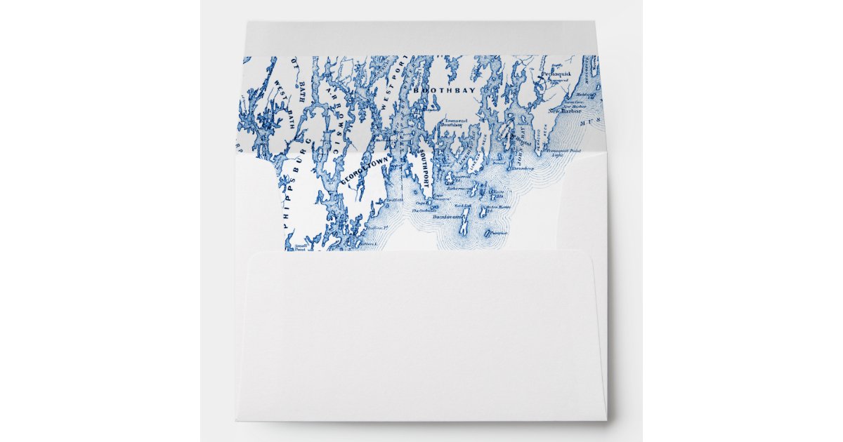 Phippsburg Maine Map White Wedding Envelope | Zazzle