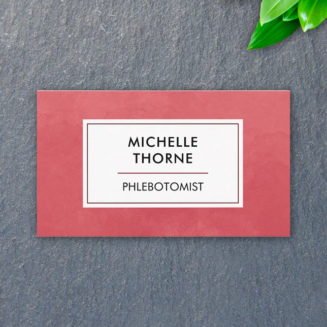 Phlebotomist Blood Lab Tech Nurse Red Watercolor Business Card | Zazzle