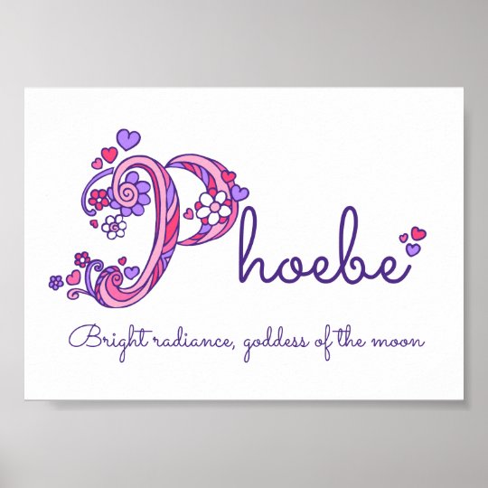 Phoebe initial P doodle heart art name meaning Poster | Zazzle.com.au