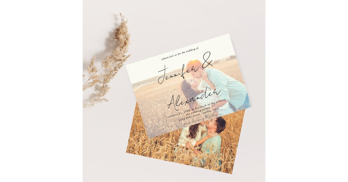 Photo & Big Names Horizontal Photo Wedding V2 Invitation | Zazzle