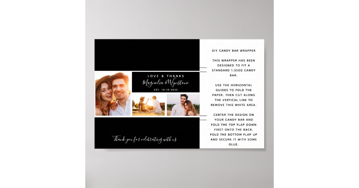 Photo Collage Wedding Favour Candy Bar Wrapper Poster | Zazzle