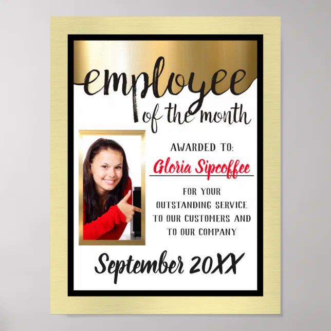 Photo display employee of the month award poster | Zazzle