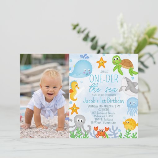 Photo Under the Sea One-der The Sea First Birthday Invitation | Zazzle