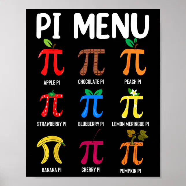 Pi Menu 3.14 Pi Symbol - Math Teacher Happy Pi Day Poster | Zazzle