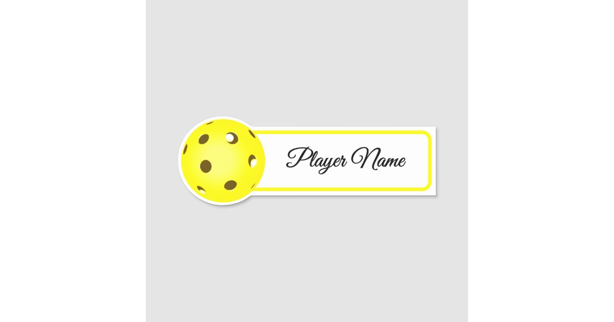 Pickleball Player Yellow Pickleballs Personalized Name Tag | Zazzle