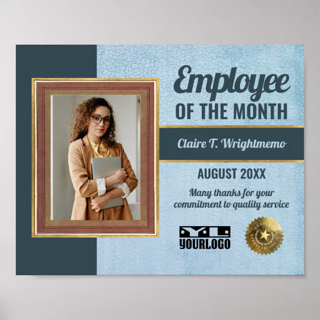 Picture frame photo display employee of the month poster | Zazzle