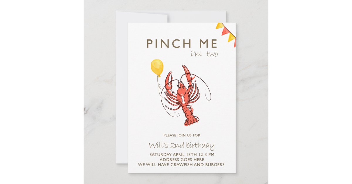 pinch me crawfish party invitation | Zazzle