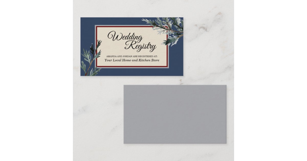 Pine Blue Winter Wedding Registry Enclosure Card | Zazzle