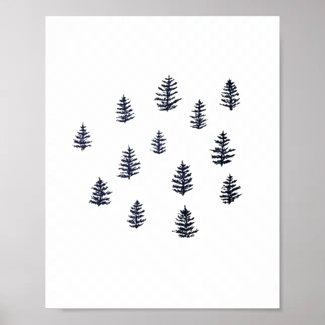 Pine Tree Forest Illustration Art Poster | Zazzle