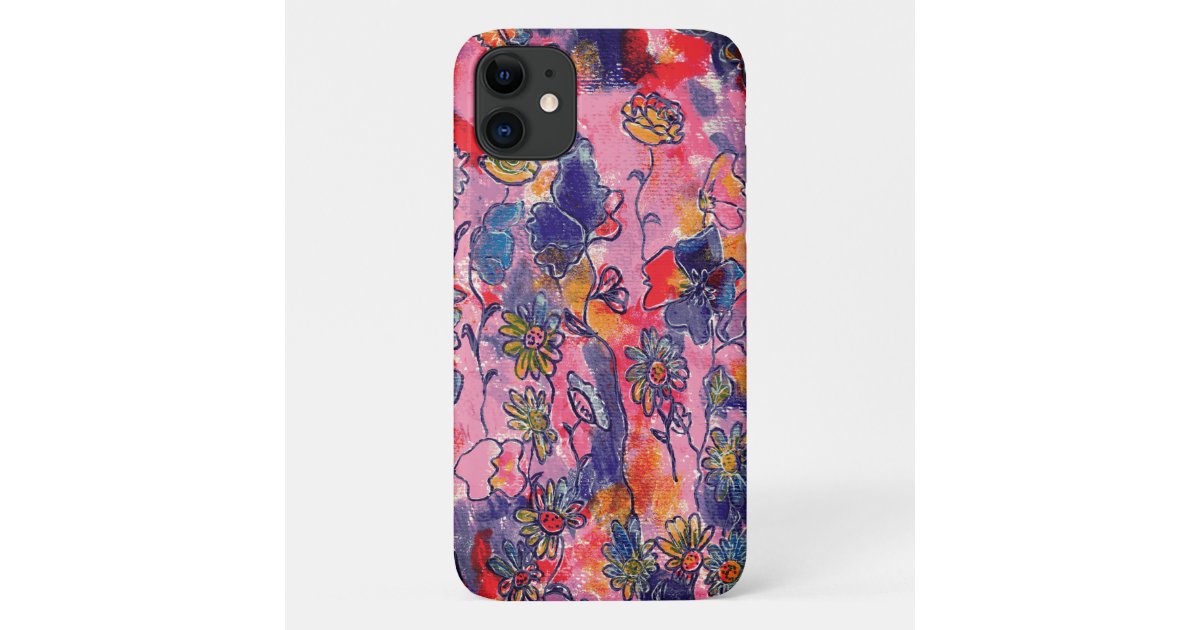 Pink and Purple Flowers Garden Original Watercolor Case-Mate iPhone ...