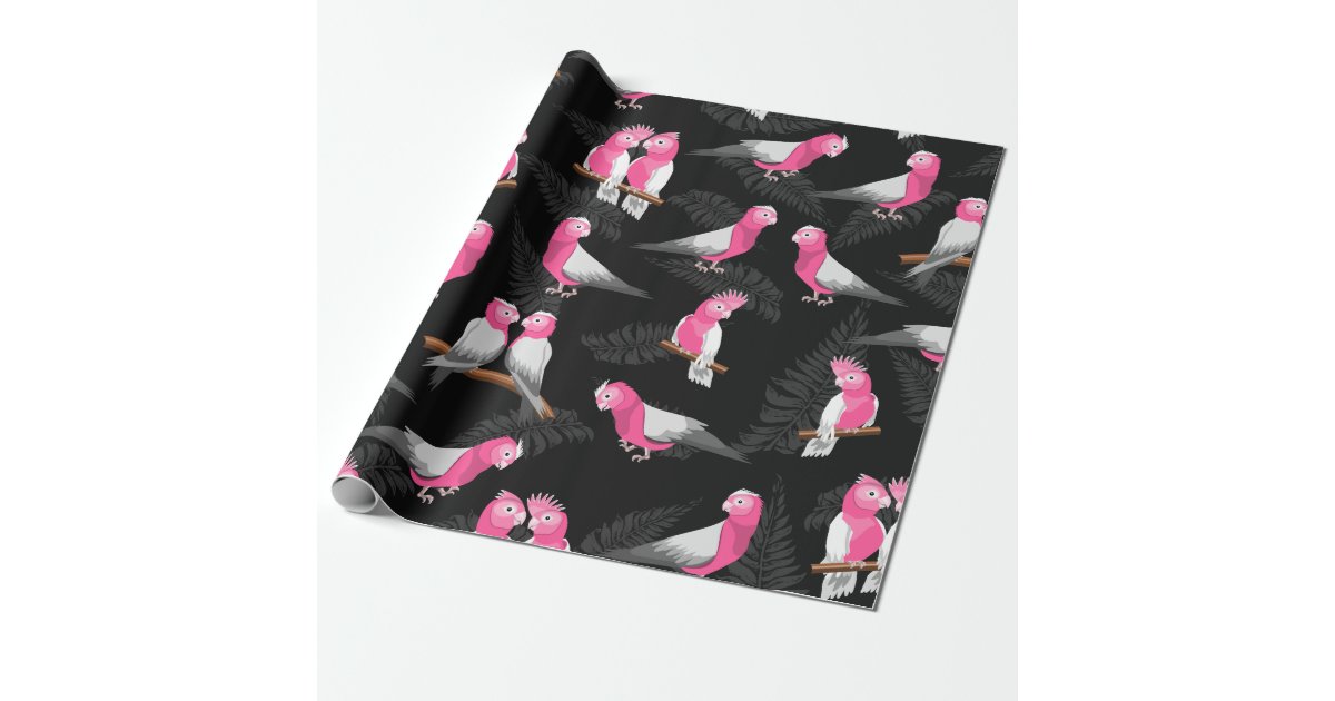 Pink cockatoos bird pattern wrapping paper | Zazzle