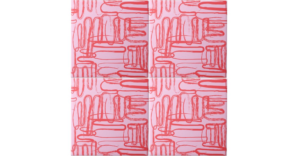 Pink Curve Wavy Squiggle Abstract Modern Ceramic Tile | Zazzle