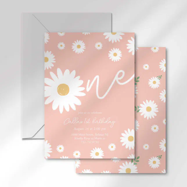 Pink Daisy 1st Birthday Invitation | Zazzle