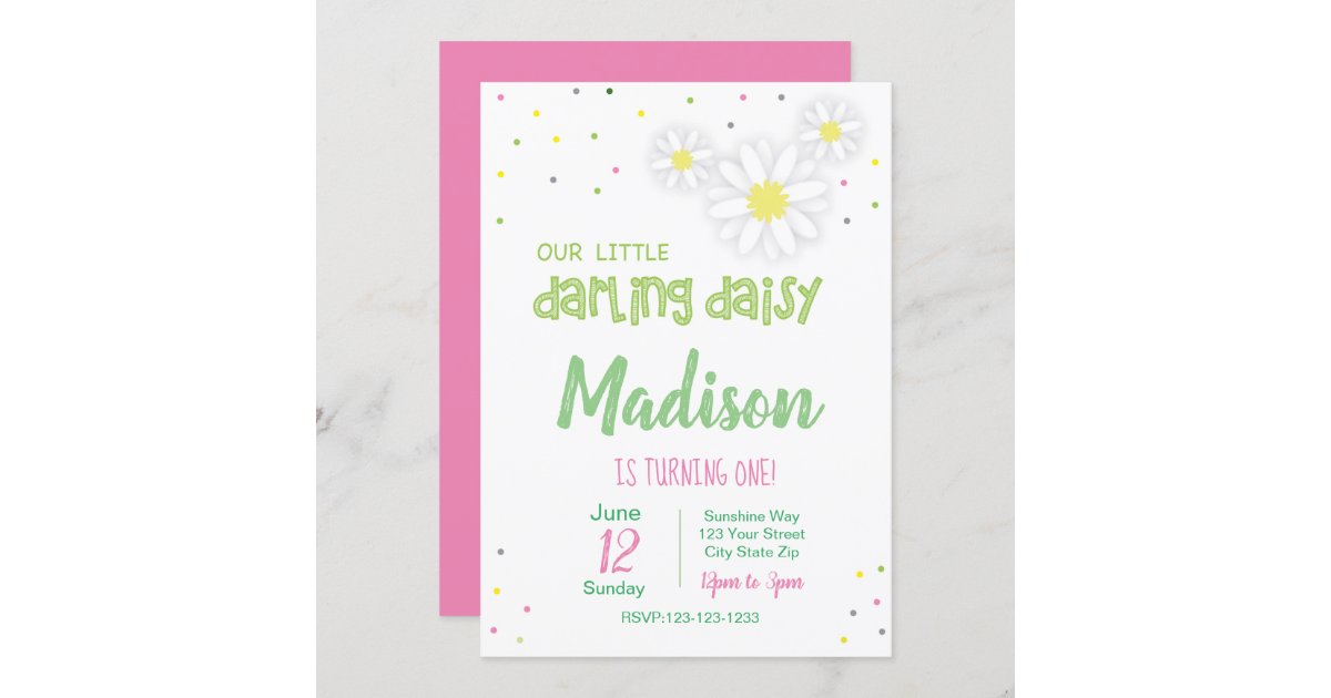 Pink Daisy Birthday Invitation | Zazzle