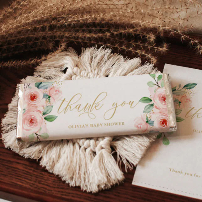 Pink Floral Personalised Candy Bar Wrapper | Zazzle