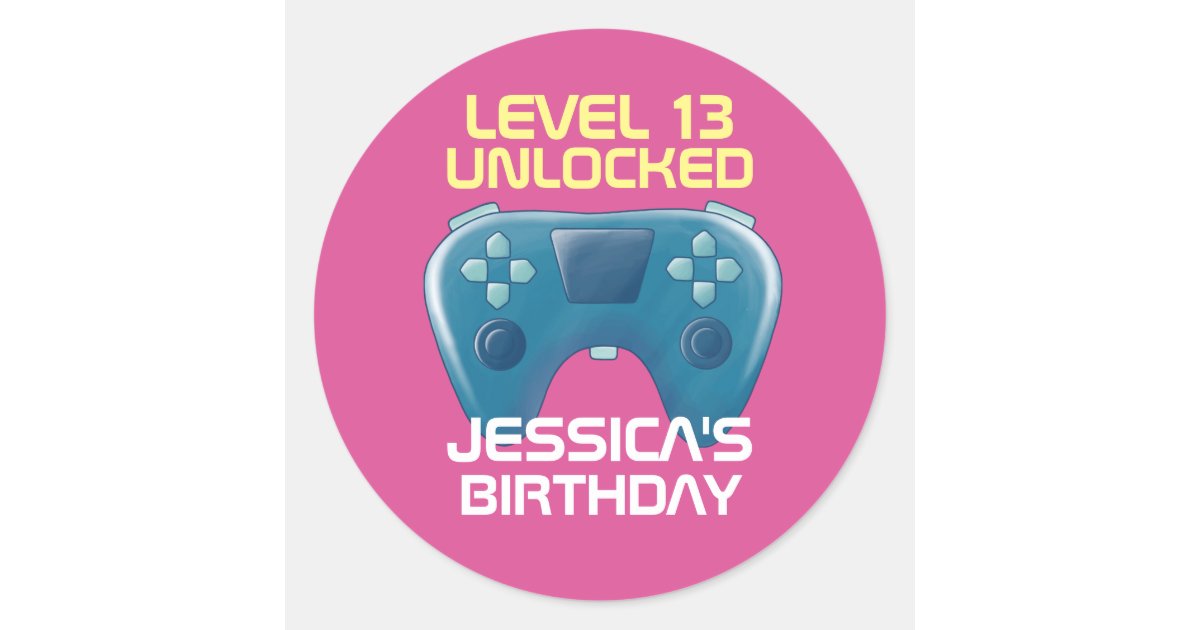 Pink Gamer Girl Gaming Level Unlocked Birthday Classic Round Sticker