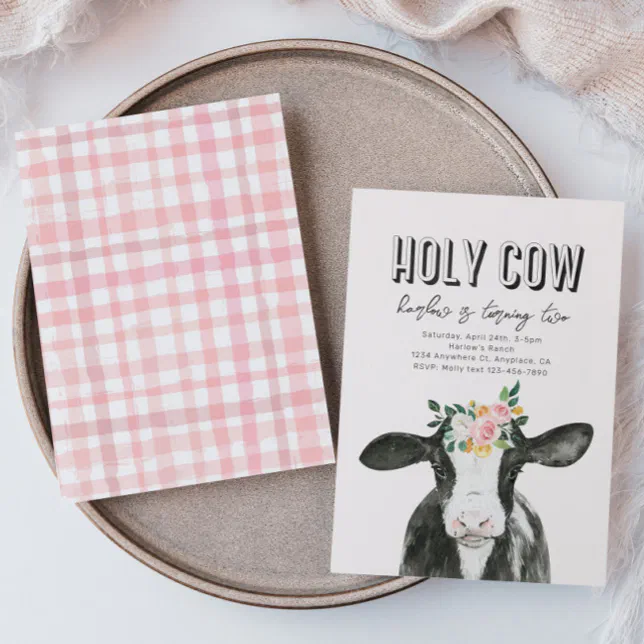 Pink Holy Cow Birthday Invitation | Cow Invitation | Zazzle
