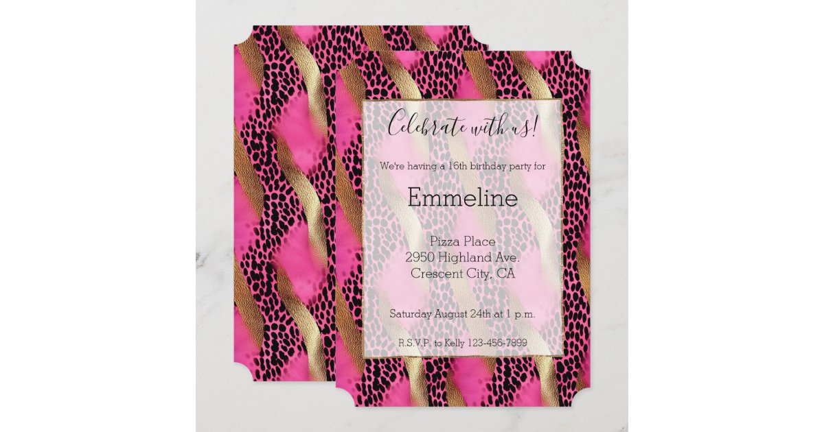 Pink Spotted Animal Print Invitation | Zazzle