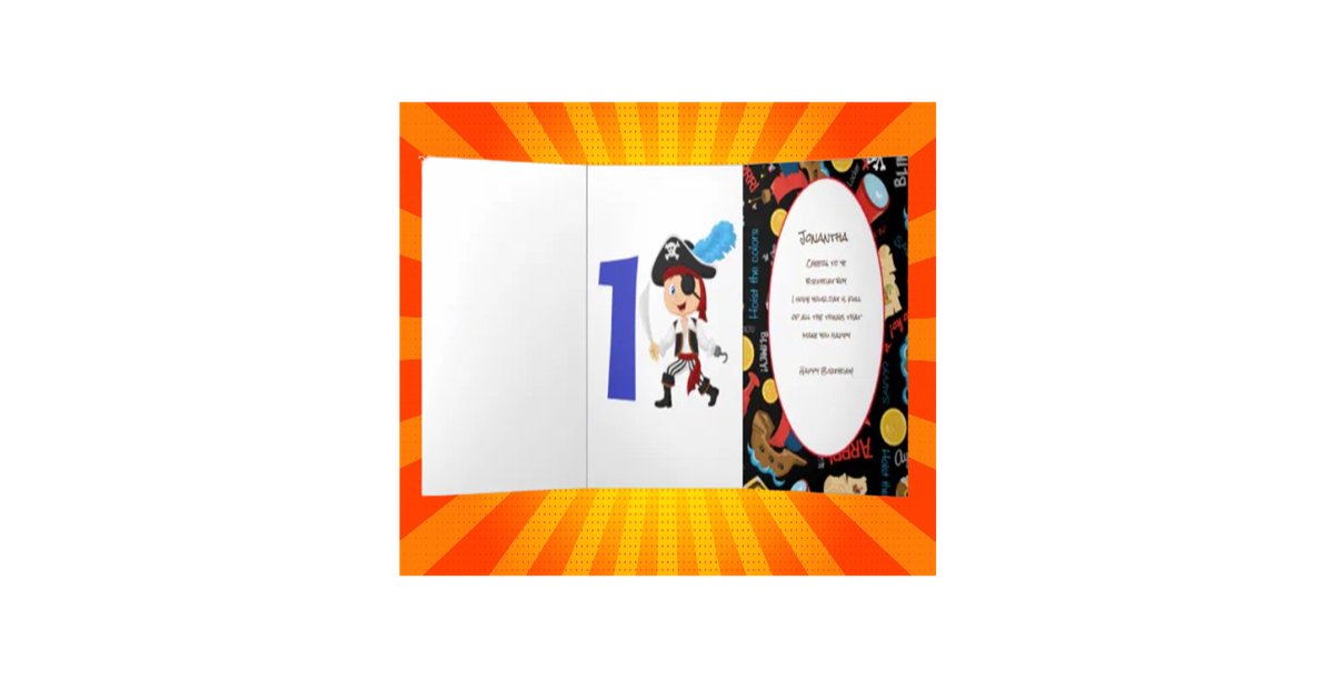 Pirate Birthday Boy Adventure Tri-Fold Card | Zazzle