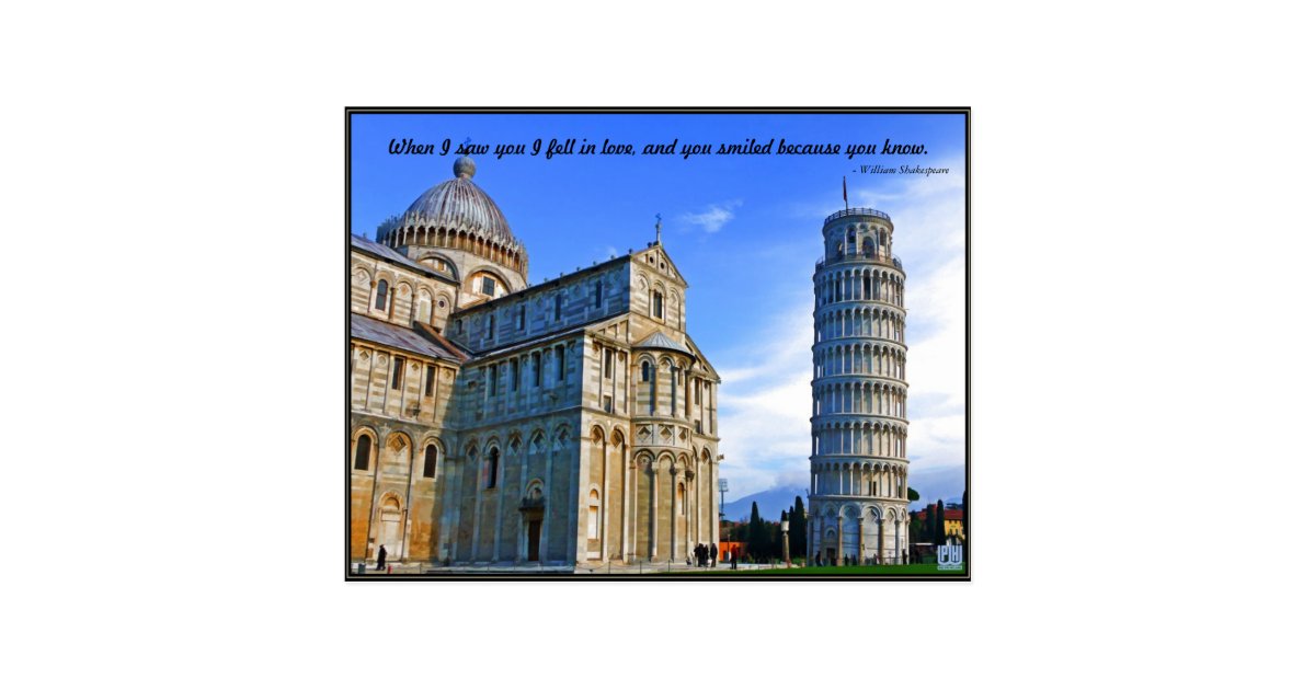 Pisa The Leaning Tower with Love Quote Postcard | Zazzle.com.au