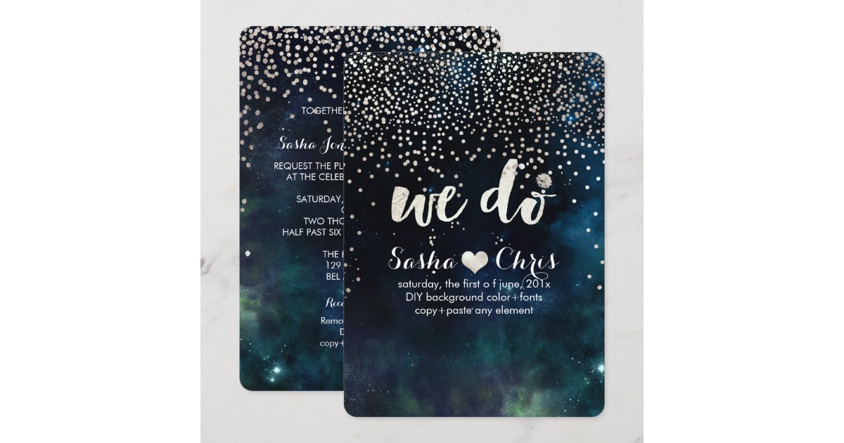 PixDezines Dark Sky/dazzled/faux silver/NASA Space Invitation | Zazzle