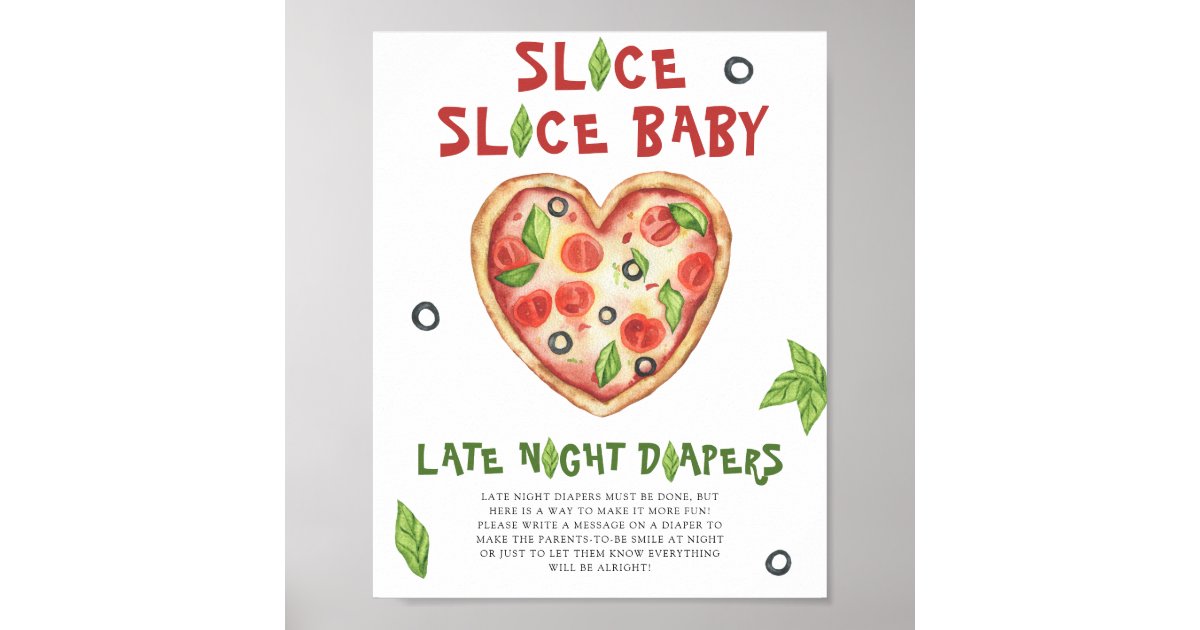 Pizza baby shower - late night diapers poster | Zazzle