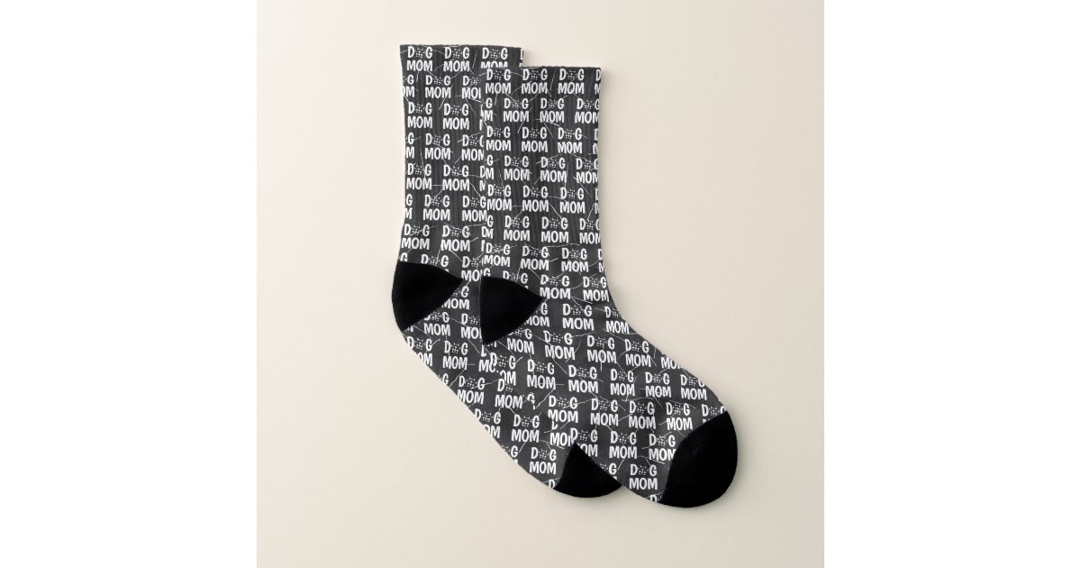Plaid DOG MOM Pawprint With Hair Socks | Zazzle