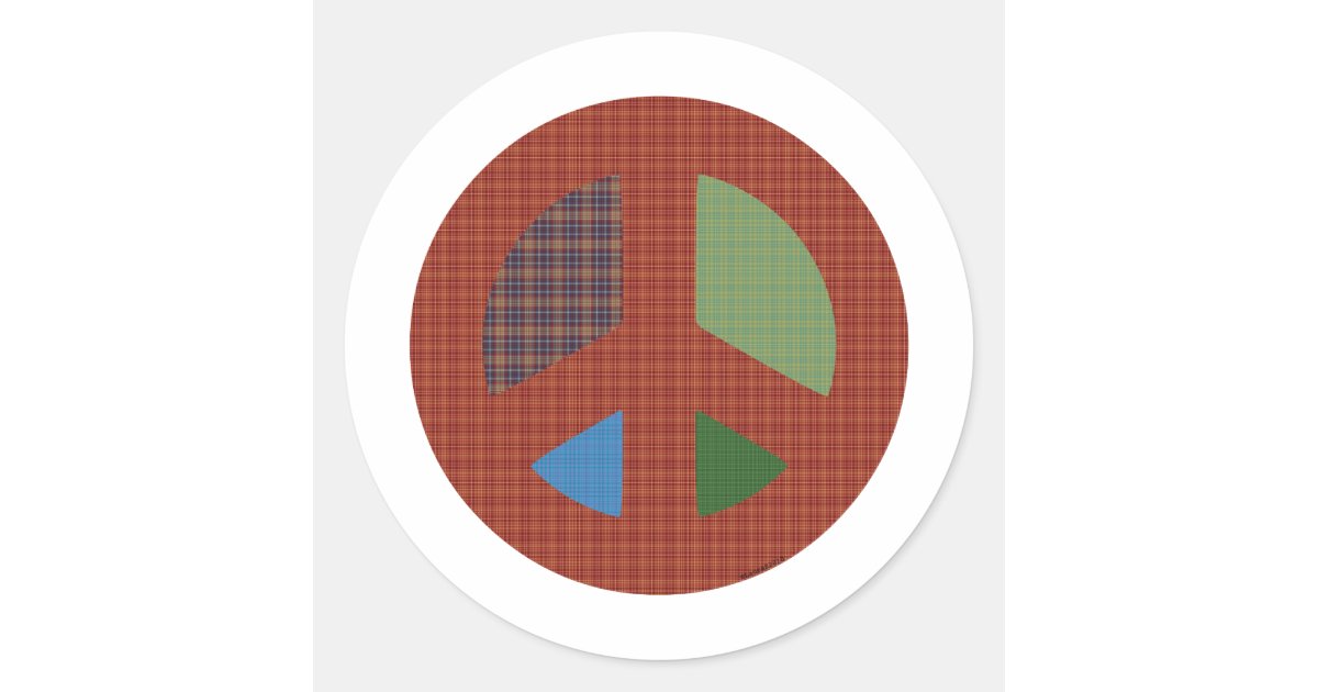 Plaid Peace Symbol Classic Round Sticker | Zazzle