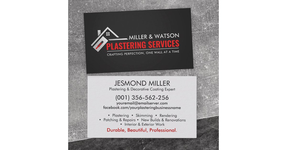 Plastering Services Business Card | Zazzle