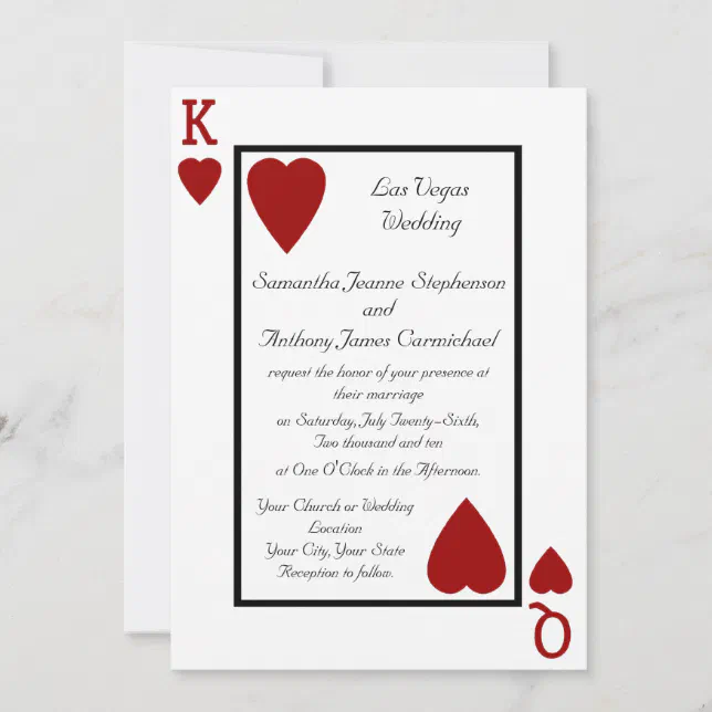 Playing Card King/Queen Wedding Invitations | Zazzle