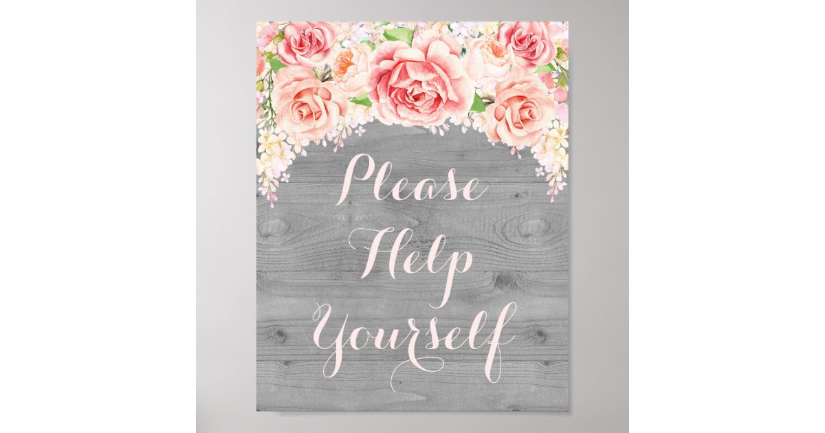 Please Help Yourself Sign Pink Watercolor Wood | Zazzle