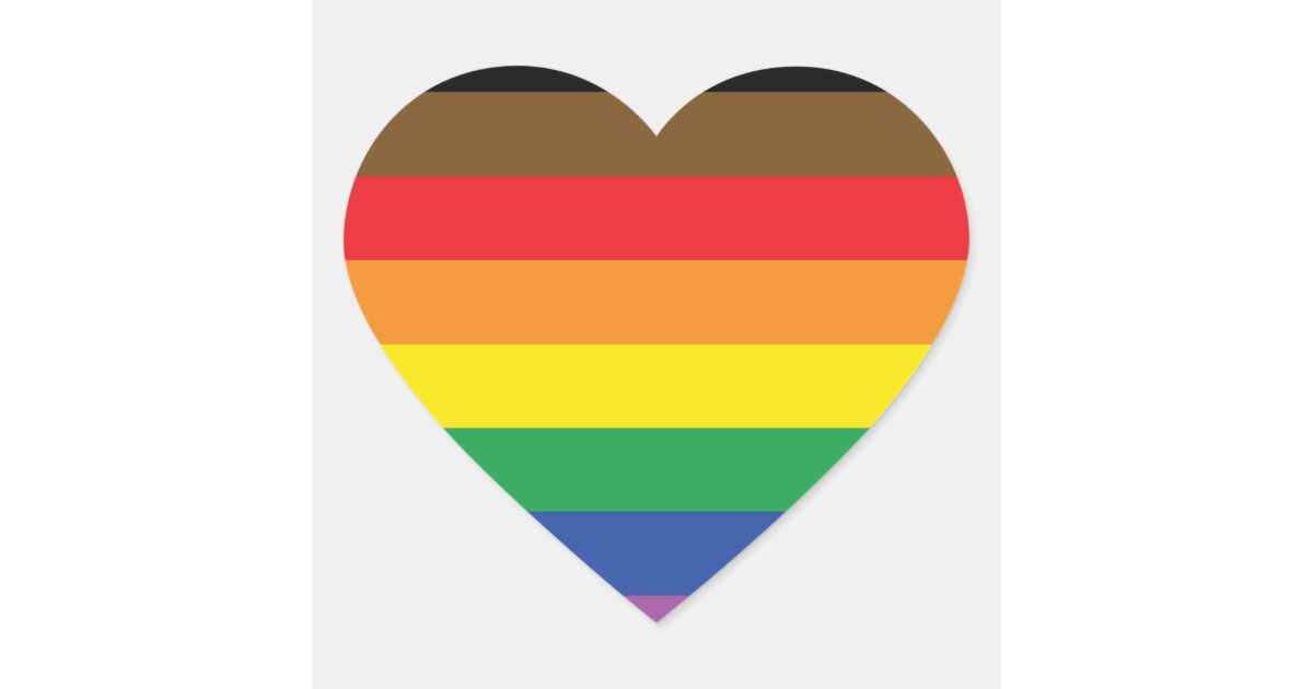 POC Inclusive Gay Pride Flag Heart Sticker | Zazzle