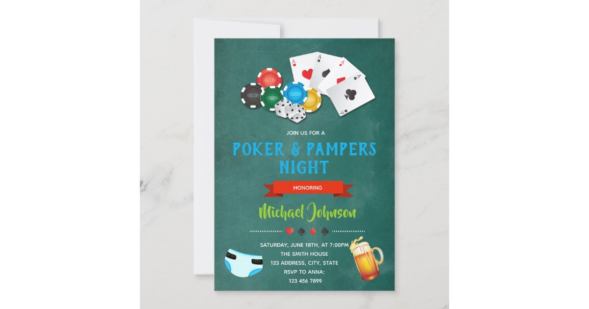 Poker and diaper party invitation | Zazzle