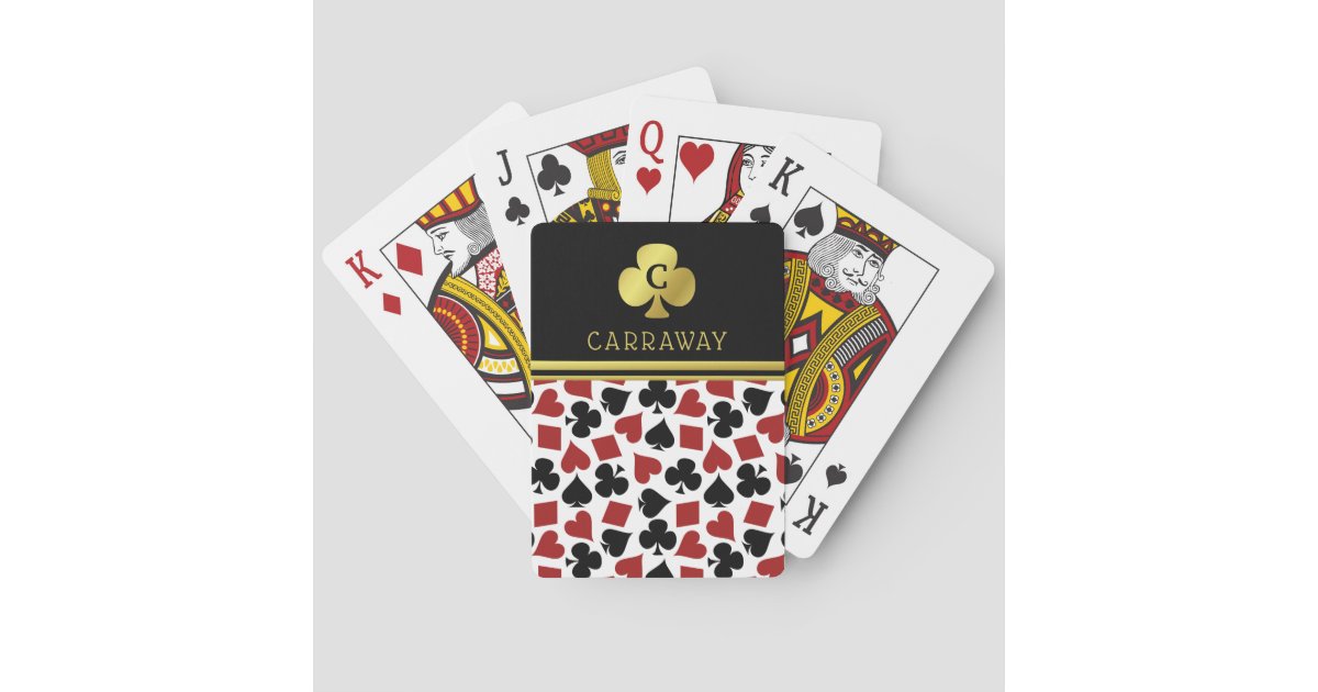 Poker Player Gambler Casino Card Suits Custom Name | Zazzle