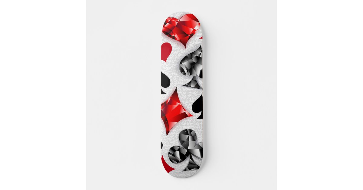 Poker Player Gambler Playing Card Suits Las Vegas Skateboard | Zazzle