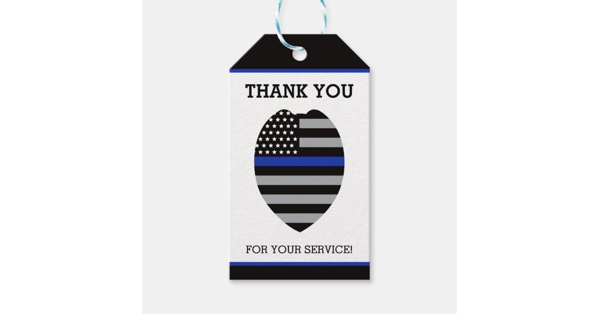 Police Thank You Tag, Thin Blue Line Gift Tags | Zazzle