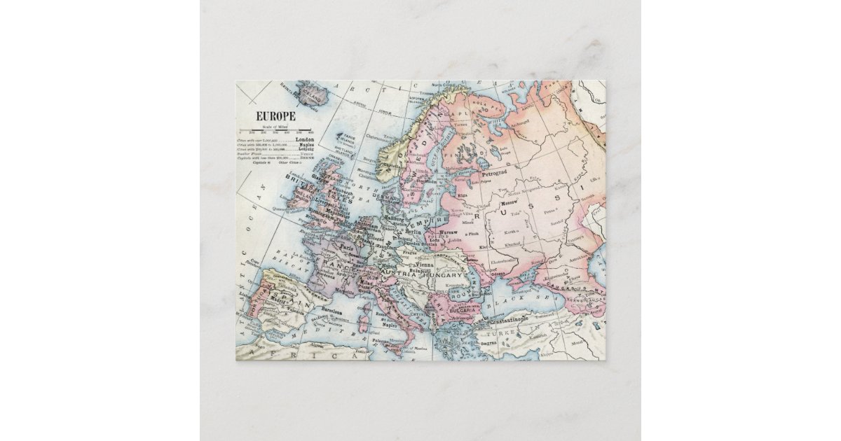 Political Map of Europe (1916) Postcard | Zazzle