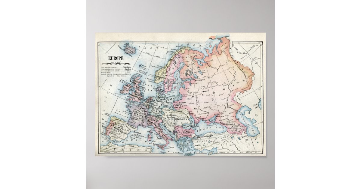 Political Map of Europe (1916) Poster | Zazzle