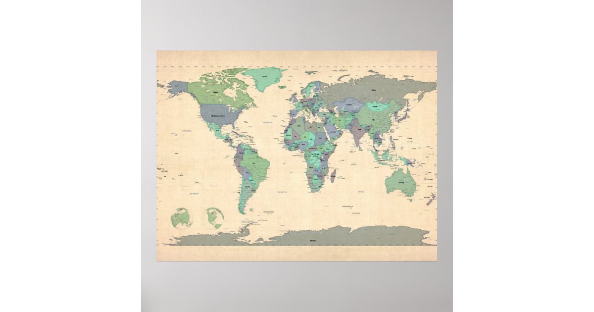 Political Map of the World Map Poster | Zazzle