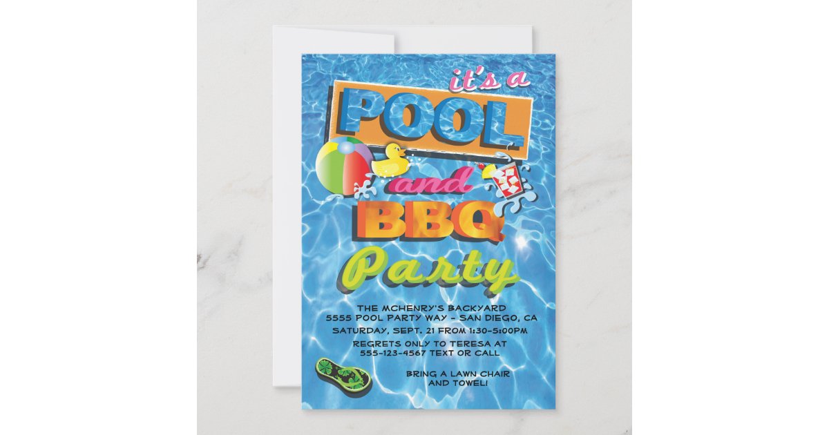 Pool and BBQ Party Invitations | Zazzle.com.au