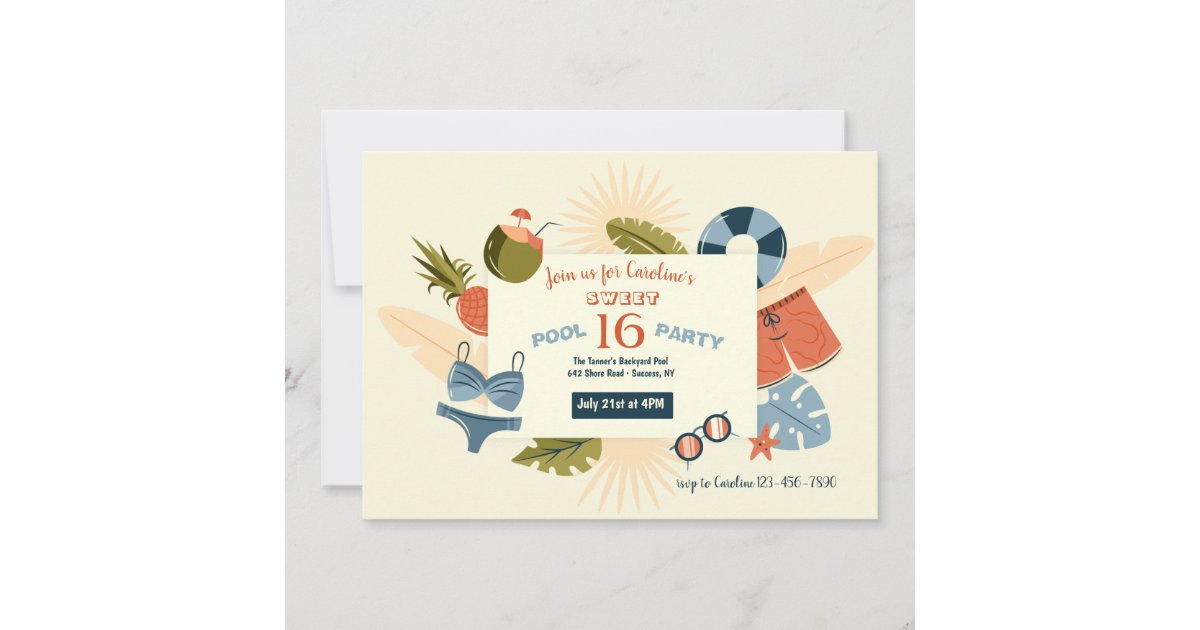 Pool Party Time Invitation | Zazzle