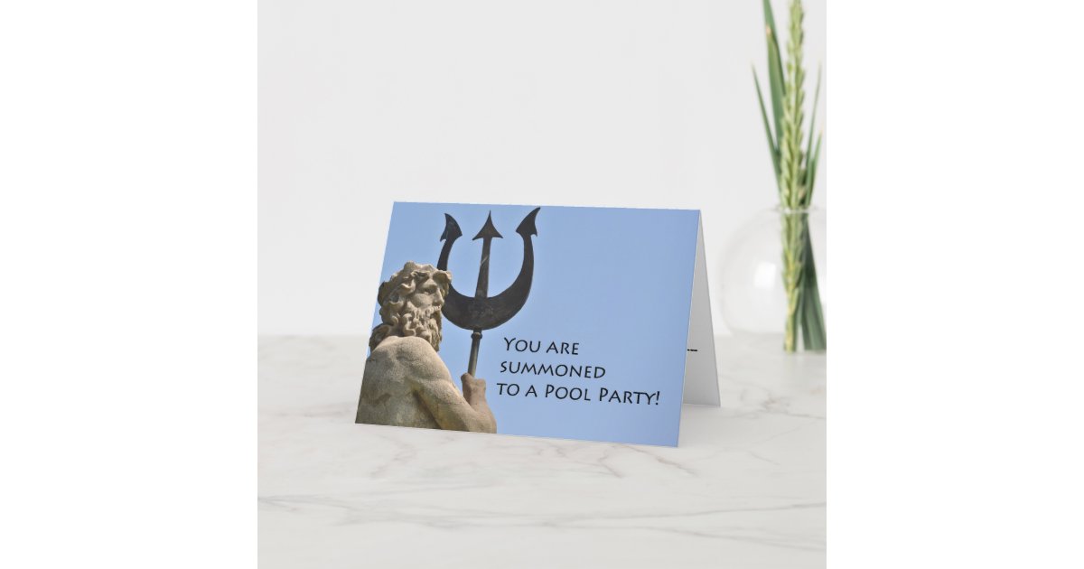 Pool Swimming Party Poseidon Statue Invitation | Zazzle