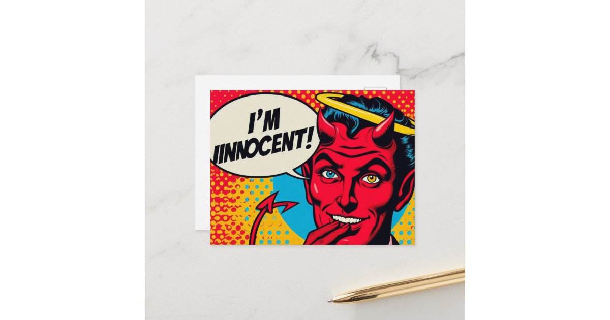 Pop Art Innocent Devil Postcard | Zazzle
