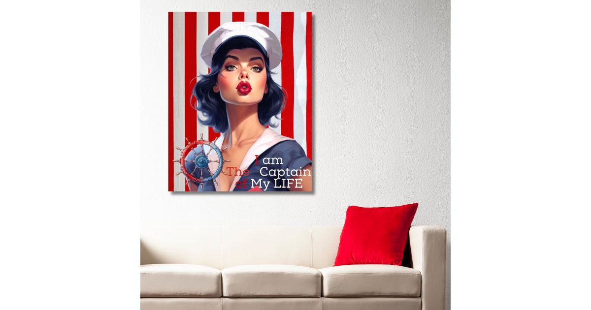 Pop Art Retro Vintage Captain Sailor Pin Up Girl Poster | Zazzle